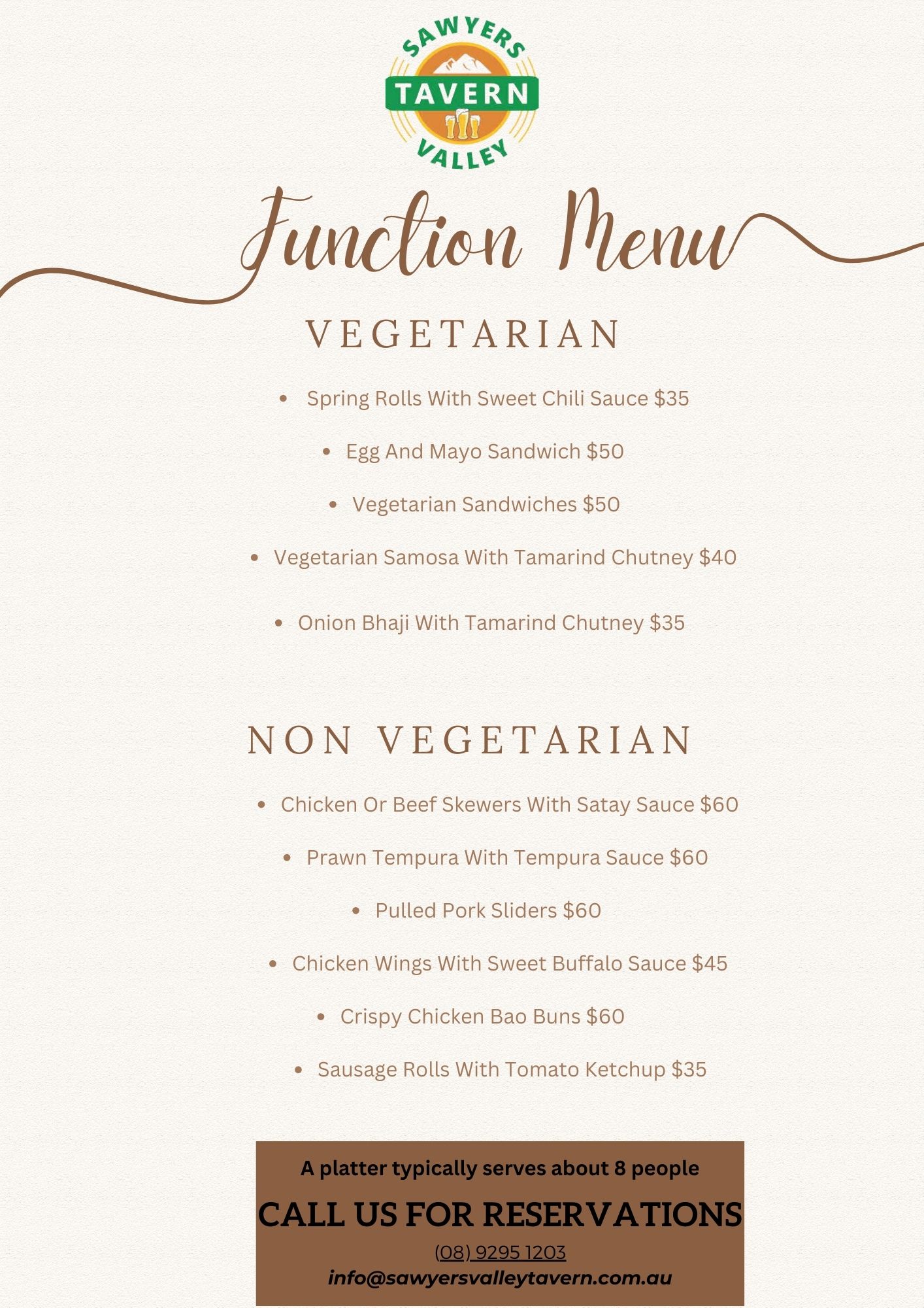 Menu | Sawyers Valley Tavern